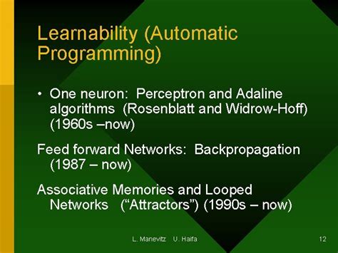 Neural Networks Capabilities And Examples L Manevitz Computer
