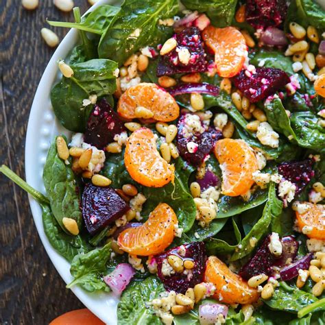 Beet Salad With Spinach And Honey Mustard Lemon Dressing Julias Album