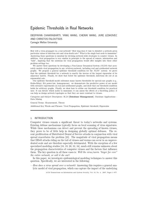 Epidemic Thresholds In Real Networks Pdf Eigenvalues And