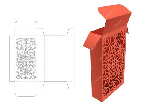 스텐실 패턴 긴 포장 상자 다이 컷 템플릿 및 3d 모형 프리미엄 벡터 스텐실 패턴 긴 포장 상자 다이 컷 템플릿 및 3d 모형 프리미엄 벡터