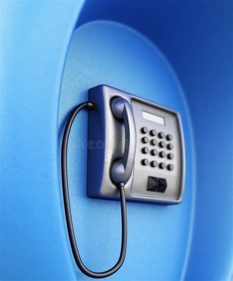 Street Telephone Closeup In Blue Box 3d Rendering Stock Illustration Illustration Of Single