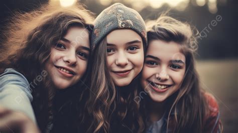 Three Girls On An Outing Background Cute Selfies Picture Background