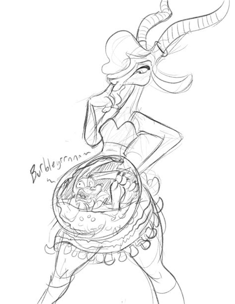 Rule 34 Antelope Anthro Belly Big Belly Black And White Bovid Breasts