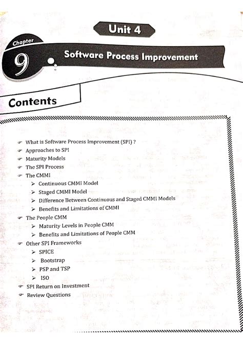 Chapter 1 For Software Engineering Unit 4 Chapter Software Process Improvement Contents What