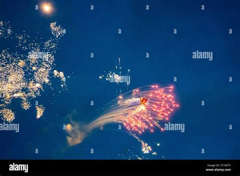 Otto The Helicopter Night Display Using Fireworks And Led Lights At The