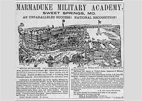 The Marmaduke Military Academy Sweet Springs Mo 1892 Historic Missouri