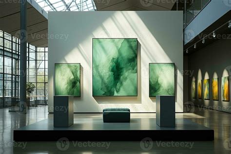 Modern Art Gallery Interior With Blank Poster On Wall 30551620 Stock