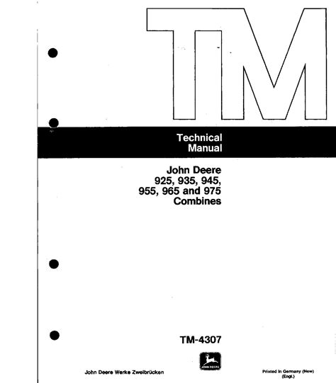 John Deere 925 935 945 955 965 975 Combines Technical Manual Tm4307