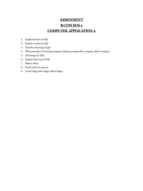 Assignment Bcom Sem 4 Computer Applications 4 Pdf