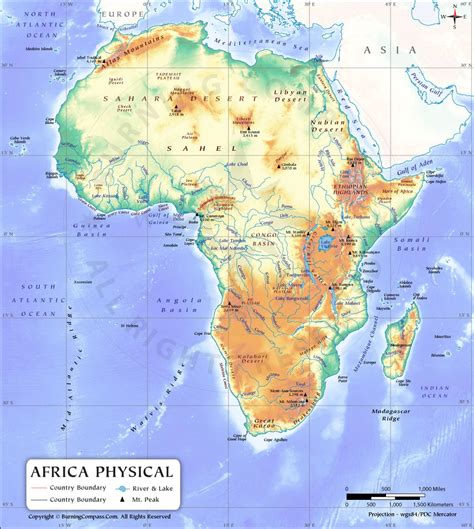 Physical Map Of Africa With Key Colour Blind Friendly Political Map Of
