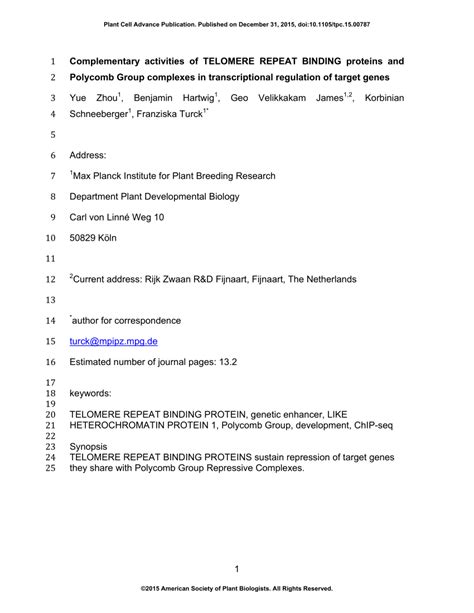 Pdf Complementary Activities Of Telomere Repeat Binding Proteins And