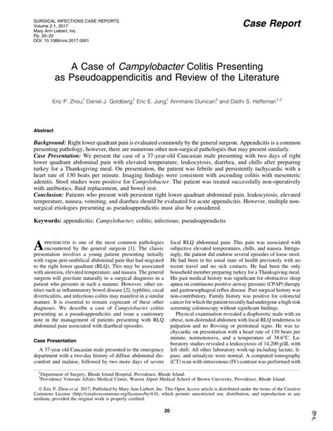 Pdf A Case Of Campylobacter Colitis Presenting As Pseudoappendicitis