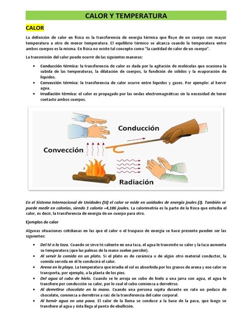 Ejemplos De Calor Y Temperatura Pdf Temperatura Calor