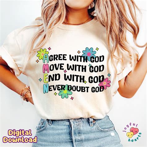 Amen Png Christian Sublimation Design Agree With God Move With God End