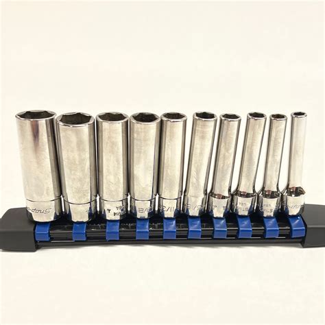 Snap On 10 Pc 1 4 Drive 6 Point Sae Flank Drive Deep Socket Set 3 16 9 16 110stmy Shop