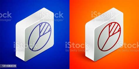 파란색과 주황색 배경에서 격리된 등색 선 파이 차트 인포그래픽 아이콘입니다 다이어그램 차트 기호입니다 실버 스퀘어 버튼 벡터 0명에 대한 스톡 벡터 아트 및 기타 이미지