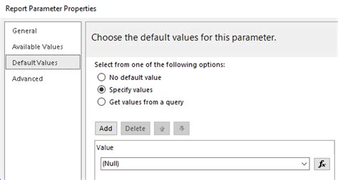 Sql Reporting Optional Parameter With Available Values Set