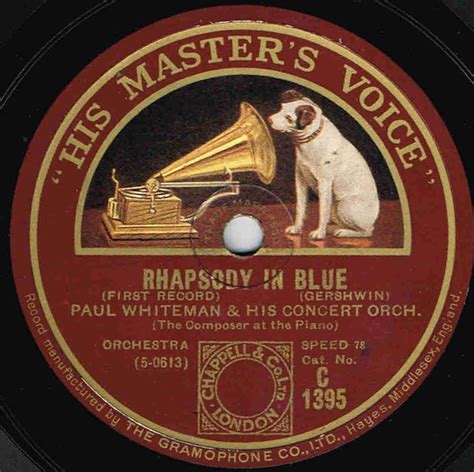 Paul Whiteman And His Concert Orch Rhapsody In Blue Shellac 12 78