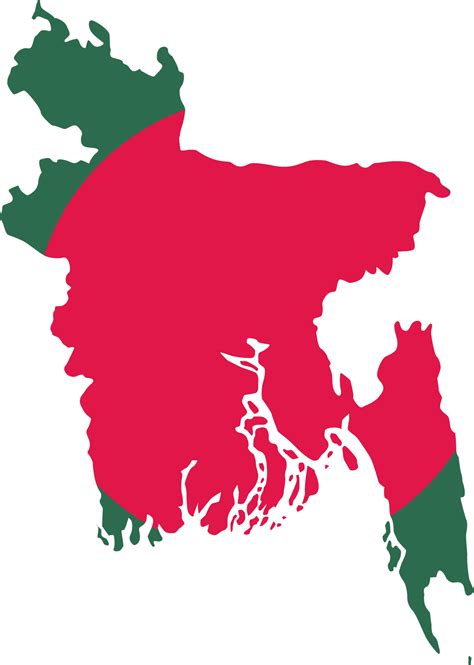 Bangladesh Map City Color Of Country Flag 12177335 Png