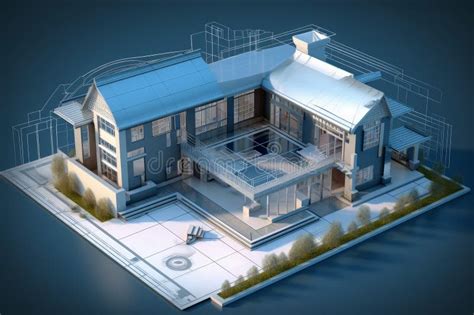 House Blueprint 3d Design Generate Ai Stock Illustration