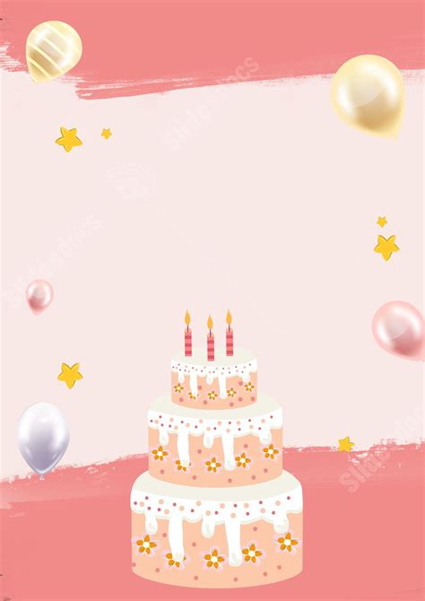 Cartoon Cake In Adorable Pink Page Border Background Word Template And