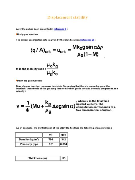 Displacement Stability In Gas Injection Pdf Science And Mathematics