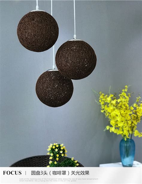 藤编麻球吊灯型灯具竹编网