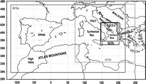 Nested Grid Configurations Implemented In The Wrf During The Numerical