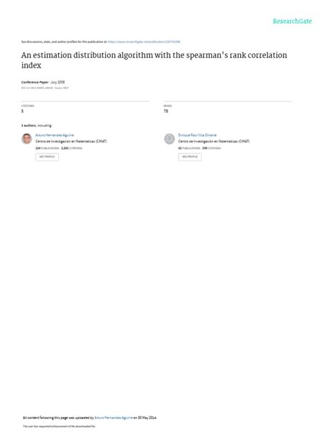 4 An Estimation Distribution Algorithm With The Spearmans Rank Correlation Index Pdf