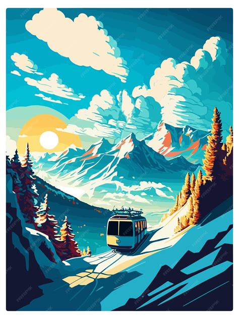 Premium Vector Laax Switzerland Vintage Travel Poster Souvenir Postcard Portrait Painting Wpa