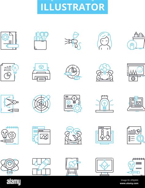 Illustrator Vector Line Icons Set Illustrator Vector Design Drawing Create Artwork Pen
