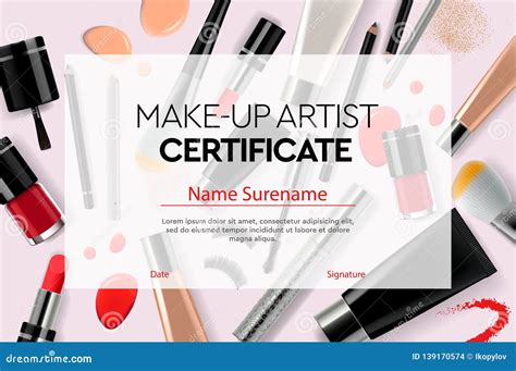Certificate Makeup Artist Education Makeup School Vector