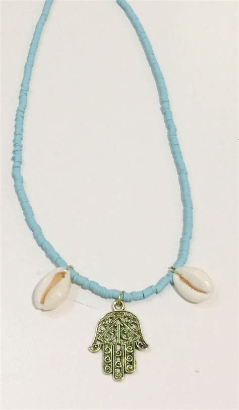 Collar Celeste De Conchitas Y Manito Turquoise Necklace Beaded