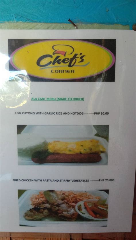 Menu At Chefs Corner Restaurant Mabini