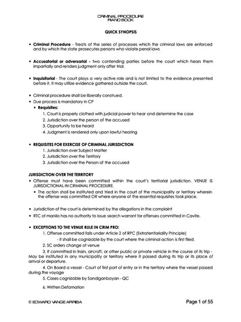 Criminal Procedure Riano Reviewer Summary Edward Pdf Prosecutor