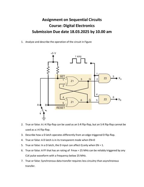 Digital Electronics Sequential Circuits Assignment