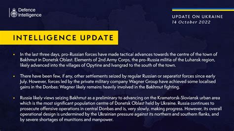 Defence Intelligence Update 14 10 2022 Rukraine