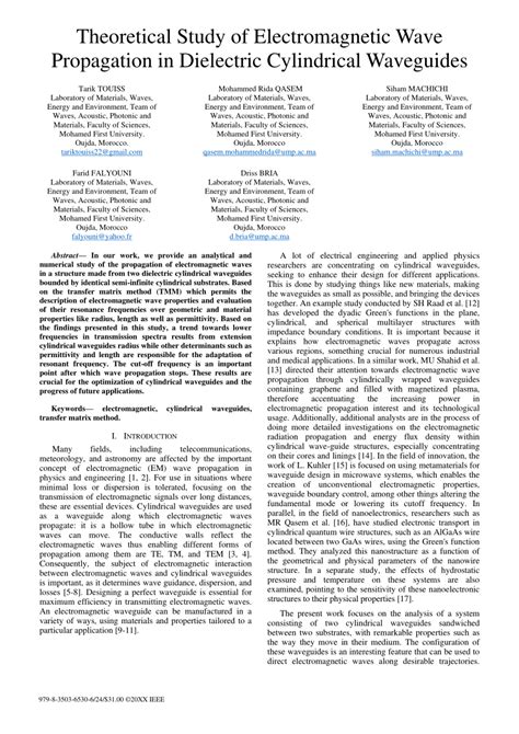 Pdf Theoretical Study Of Electromagnetic Wave Propagation In