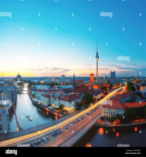 Skyline Of Berlin In Germany With Tv Tower Berlin Town Hall And A Busy