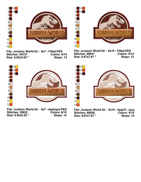 Jurassic World Embroidery Design Abdigitizing