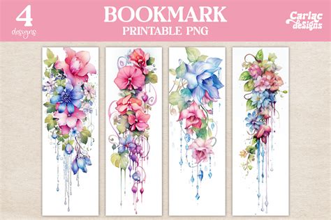 Flowers Bookmark Watercolor Bookmarks Graphic By Carla C Designs