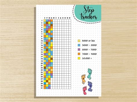 Step Tracker Printable A4 And A5 Digital Tracker Etsy
