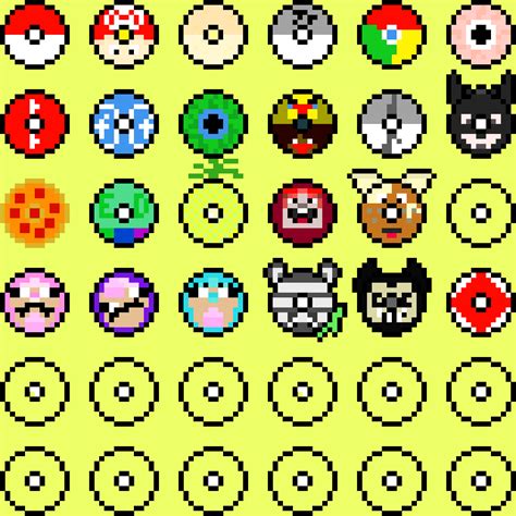 Pokeball Pixel Art Grid