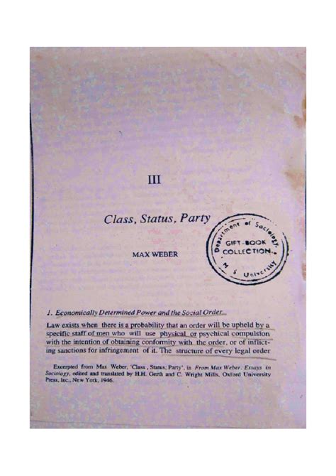 Class Status And Party By Max Weber Class Status Party Max Weber