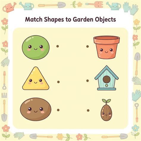 Match Shapes To Garden Objects Worksheet Download And Print Now