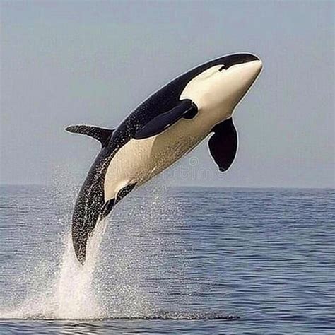 Majestic Orca Breaching The Surface Of The Ocean Stock Image Image Of