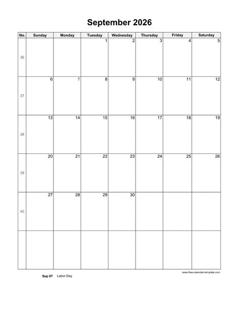 September 2026 Free Calendar Tempplate Free Calendar