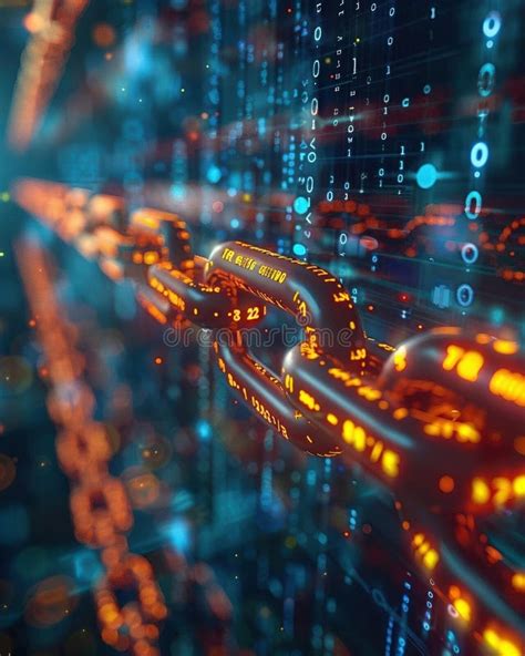 Graphic Of Blockchain Technology With Secure Digital Transactions Stock