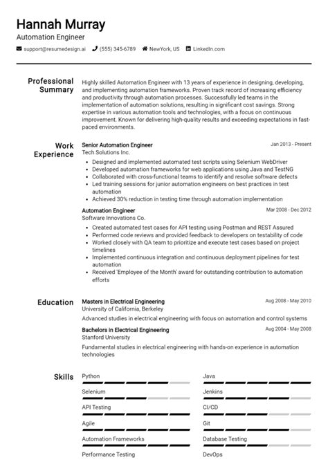20 Automation Engineer Resume Examples And Templates For 2025