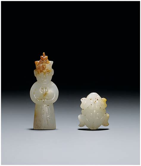 戰國 白玉人白玉蛙 二件一組 宇珍國際藝術 Yu Jen Taipei 齊玉異采 璿玉樓古玉萃珍編號943